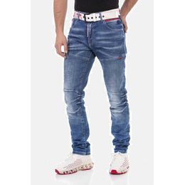 Cipo & Baxx 5-Pocket-Jeans CIPO & BAXX "Jeans", Herren, Gr. 40, L&auml;nge 32, blau, 98% Baumwolle, 2% Elasthan, unifarben, Basic, regular fit lang, Jeans 5-Pocket-Jeans, mit trendigen Ziern&auml;hten, CD698