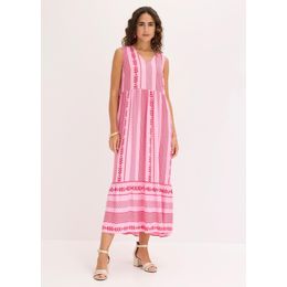 bonprix Maxikleid aus flie&szlig;ender Viskose, rot, Gr.44, &Auml;rmelloses Maxikleid mit V-Ausschnitt und Smokdetails, aus Viskose