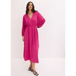 bonprix Midikleid mit tiefem Ausschnitt, pink, Gr.48/50 (XL), Stylisches Kleid mit toller Passform