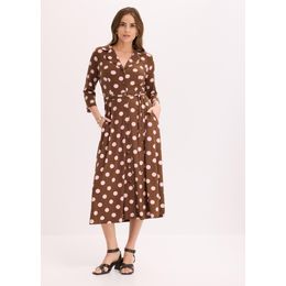 bonprix Hemdblusenkleid mit Bindeband (2-tlg.Set), braun, Gr.48/50 (XL), zeitloses Hemdblusenkleid mit integriertem Bindeband