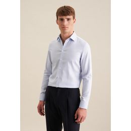 Businesshemd Seidensticker "Schwarze Rose", Herren, Gr. S (38), normale &Auml;rmell&auml;ngen, blau, 100% Baumwolle, Strukturmuster, unifarben, tailored fit, 2-Knopf-Manschette, Hemden, Shaped 1/1 Kentkragen Struktur