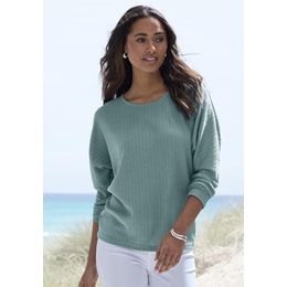 Vivance Langarmshirt 'in modischer Struktur-Optik' eukalyptus Gr. 32/34 f&uuml;r Damen. Mit Rundhals. Figurumspielend. Nachhaltig.