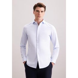 Businesshemd Seidensticker, Herren, Gr. S (37), normale &Auml;rmell&auml;ngen, blau, 100% Baumwolle, unifarben, slim fit, 2-Knopf-Manschette, Hemden, Slim 1/1 Kentkragen Uni