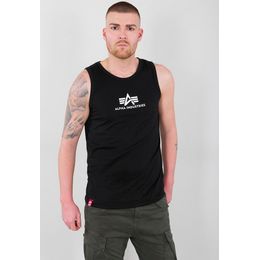 Tanktop Alpha Industries "BASIC TANK", Herren, Gr. S, schwarz, Single Jersey, Obermaterial: 100% Baumwolle, bedruckt, k&ouml;rpernah h&uuml;ftbedeckend, tiefer Rundhals, Tops Tanktop
