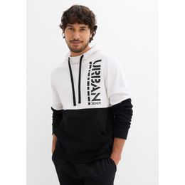 bonprix Hoodie in Slim Fit, schwarz, Gr.44/46 (S), Sportliches Sweatshirt im Zweifarben-Design, innen weich angeraut, 100% Baumwolle (organic)