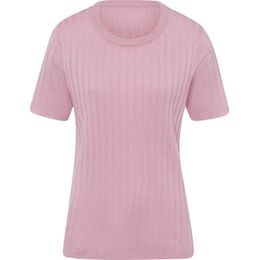 Damen Kurzarmpullover allover mit Ripp-Muster ros&eacute;, Gr&ouml;&szlig;e 38