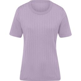 Damen Kurzarmpullover allover mit Ripp-Muster flieder, Gr&ouml;&szlig;e 50