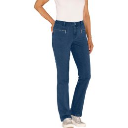 Damen Jeans mit Rei&szlig;verschluss-Taschen blue-stone-washed, Gr&ouml;&szlig;e 56