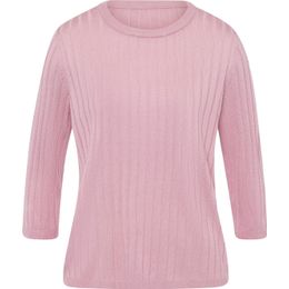 Damen 3/4-Arm-Pullover mit Ripp-Muster allover ros&eacute;, Gr&ouml;&szlig;e 38