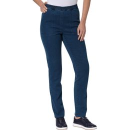Damen Schlupfjeans mit schr&auml;gen Taschen blue-stone-washed, Gr&ouml;&szlig;e 38