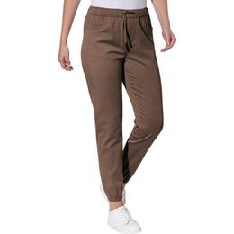 Damen Schlupfhose in Twill-Qualit&auml;t schoko, Gr&ouml;&szlig;e 42