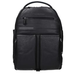 Piquadro Schwarzer Leder-Rucksack