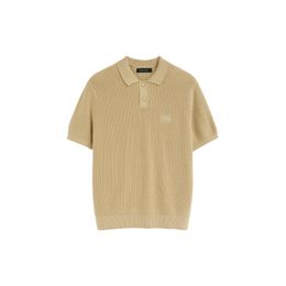 Kurz&auml;rmliger Pullover beige mit Polokragen und Polo Club Patch