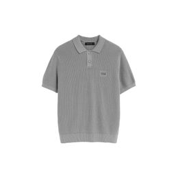 Kurz&auml;rmliger Pullover grau mit Polokragen und Polo Club Patch