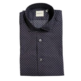 Bagutta Blaugraues Baumwoll-Herren Slim Fit Hemd