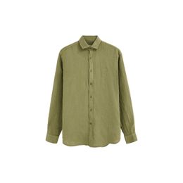 Hemd gr&uuml;n aus Leinen im Regular Fit mit Polo Club Patch