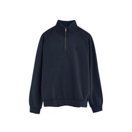 Sweatshirt marineblau mit Zip-Kragen und Rigby Go Stickerei