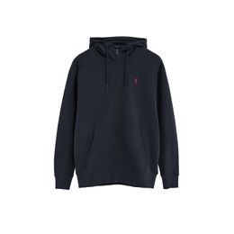 Sweatshirt marineblau mit Kapuze, Rei&szlig;verschluss und gesticktem Rigby Go Logo