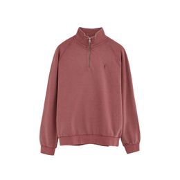 Sweatshirt ros&eacute; mit Zip-Kragen und Rigby Go Stickerei