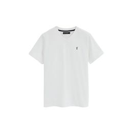 T-Shirt wei&szlig; mit V-Ausschnitt und Rigby Go Logo