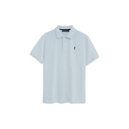 Kurz&auml;rmliges Poloshirt hellblau mit gesticktem Rigby Go Logo