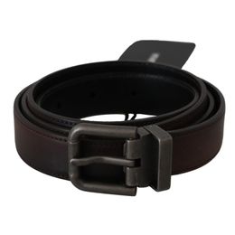 Dolce & Gabbana Dolce & Gabbana Solid brauner Leder-G&uuml;rtel mit grauer Schnalle