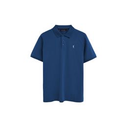 Kurz&auml;rmliges Poloshirt indigoblau mit gesticktem Rigby Go Logo