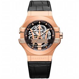 Maserati R8821108025 Automatik-Skelettuhr f&uuml;r Herren in Ros&eacute;gold und Schwarz
