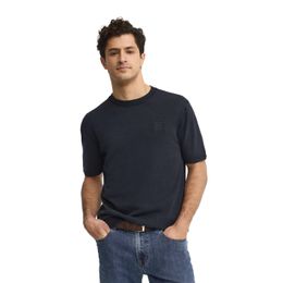 Kurz&auml;rmliger Pullover marineblau im Slim Fit mit Washed-Effekt und Polo Club Patch