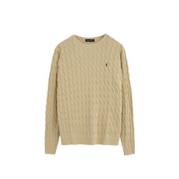 Strickpullover beige mit Zopfmuster und Rigby Go Logo