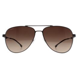 HUGO BOSS Aviator Herren matt dunkel Ruthenium braun Gradient BOSS 1641/S