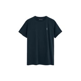 Kurz&auml;rmliges T-Shirt marineblau mit gummiertem Rigby Go Logo