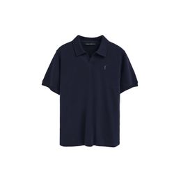 Poloshirt marineblau aus mikrostrukturierter Baumwolle mit Rigby Go Stickerei