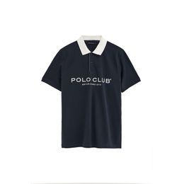 Poloshirt marineblau mit Kragen und Established 2012 Polo Club Logo in Kontrastfarbe