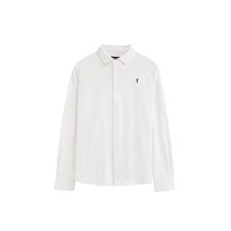 Poloshirt wei&szlig; mit durchgehender Knopfleiste und Rigby Go Stickerei
