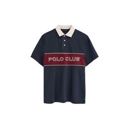 Rugby-Poloshirt marineblau mit Polo Club Stickerei