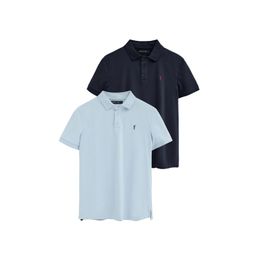 Zweierpack Herren-Poloshirts im Slim Fit marineblau und hellblau mit gesticktem Rigby Go Logo