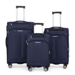 Blauer Weichschalenkoffer mit 8 Rollen, Gep&auml;ckset, Reisegep&auml;ck, TSA, leichtes Handgep&auml;ck, Kabinentasche