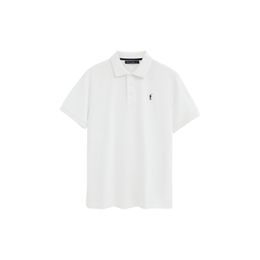 Kurz&auml;rmliges Poloshirt wei&szlig; mit gesticktem Rigby Go Logo