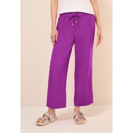 Stoffhose Cecil, Damen, Gr. L, L&auml;nge 26, lila (magenta lacquer), Stoff, 55% Leinen, 45% Viskose, unifarben, loose fit kn&ouml;chelfrei, Hosen Stoffhose, mit Elastikbund