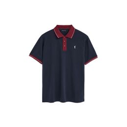 Poloshirt marineblau mit Details in Kontrastfarbe und Rigby Go Stickerei