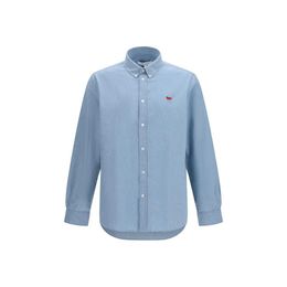 Maison Kitsun&eacute; Maison Kitsun&eacute; Blaue Baumwollhemd