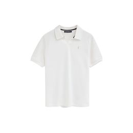 Poloshirt wei&szlig; aus mikrostrukturierter Baumwolle mit Rigby Go Stickerei