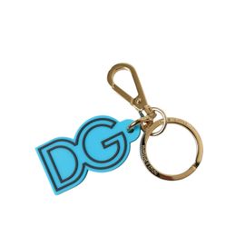 Dolce & Gabbana Dolce & Gabbana Blauer Gummi Schl&uuml;sselanh&auml;nger mit Goldfarbenem Metall DG-Logo