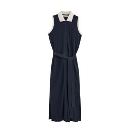 Kleid marineblau aus Rippstoff mit Polo Club Bindeg&uuml;rtel