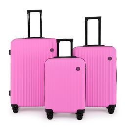 Hartschalen-Kofferset ABS Pink 8 Rollen Reisekoffer Urlaubstaschen