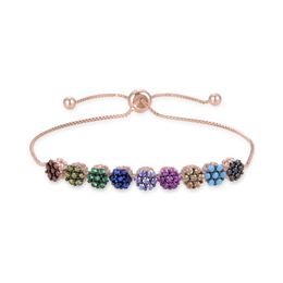 Luxenter Jusit-Armreif aus 925er Sterlingsilber und mehrfarbigen Zirkonen mit 18 Karat ros&eacute;vergoldetem Finish
