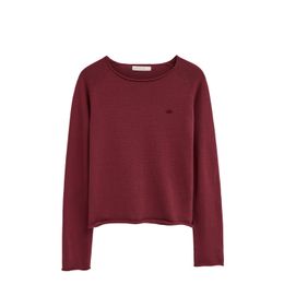 Pullover weinrot mit leicht gerollten S&auml;umen und Polo Club Logo