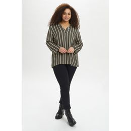 Kaffe Langarm-Bluse Regular fit Grape Leaf/Chalk stripe green