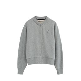 Cardigan aus Sweatshirtstoff grau meliert mit Rigby Go Stickerei
